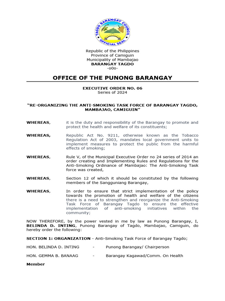 EO Anti-Smoking | PDF | Government | Justice