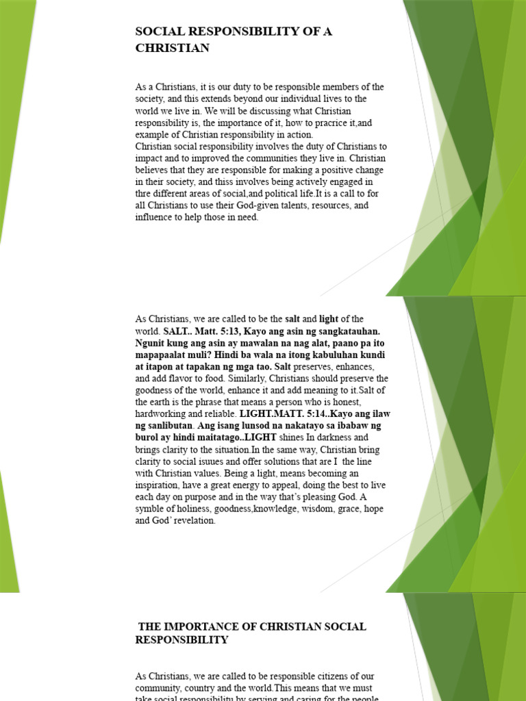 Christian Social Responsibility Explained | PDF | Faith | Bible