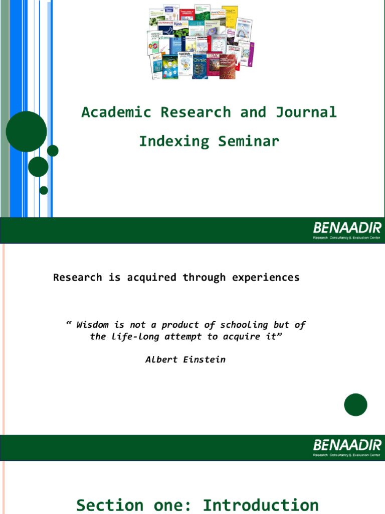 Academic Research and Journal Indexing Seminar | PDF