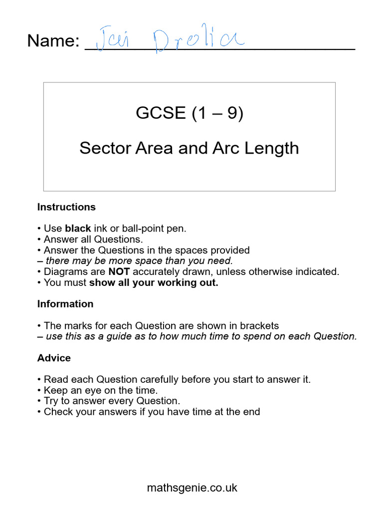 5 Sector Area and Arc Length | PDF | Area | Circle