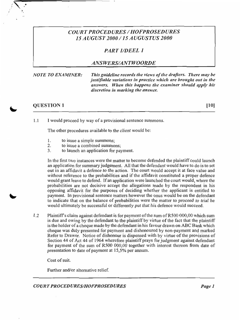 August 2000 Answers Part 1-4 | PDF