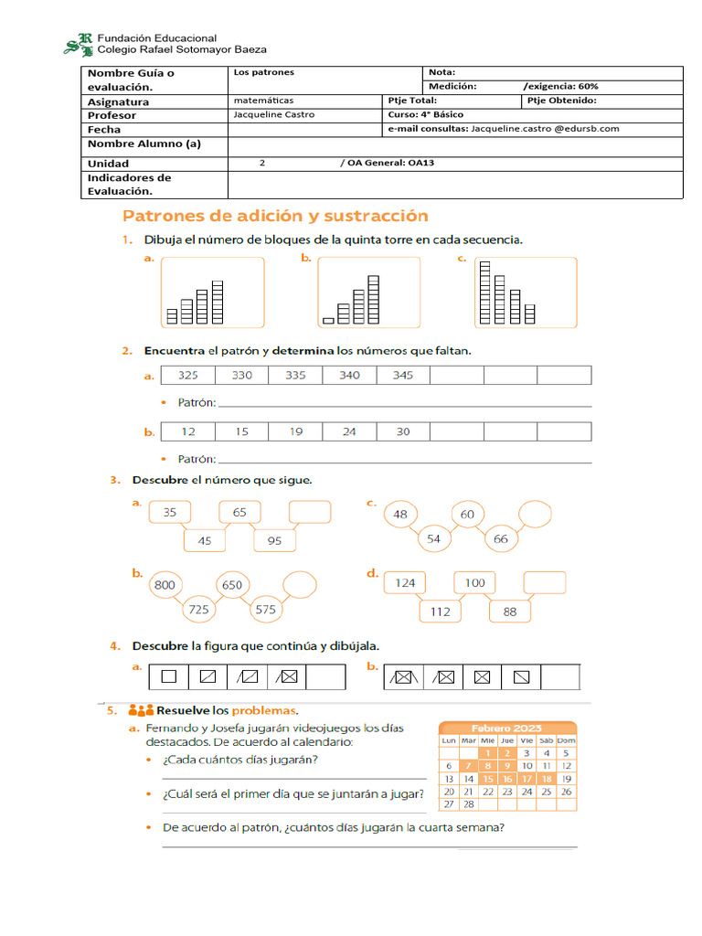 Guias de Los Patrones Numéricos | PDF