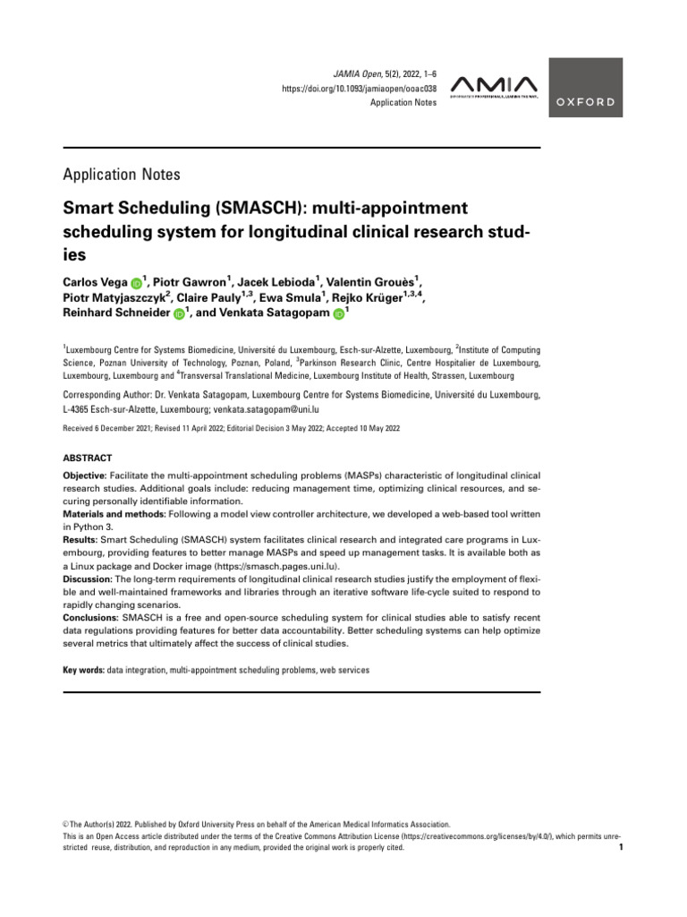 Smart Scheduling for Clinical Research | PDF | Model–View–Controller ...