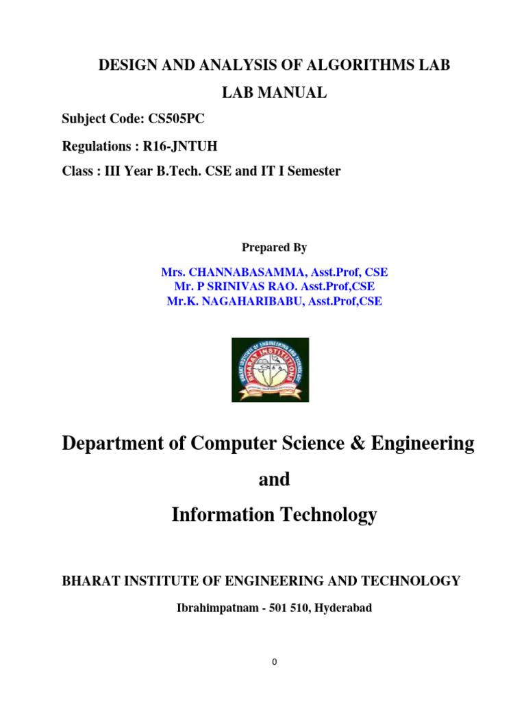 DAA Lab Manual (R16) | PDF | Engineering | Computational Complexity Theory DAA Lab Manual (R16) | PDF | Engineering | Computational Complexity Theory