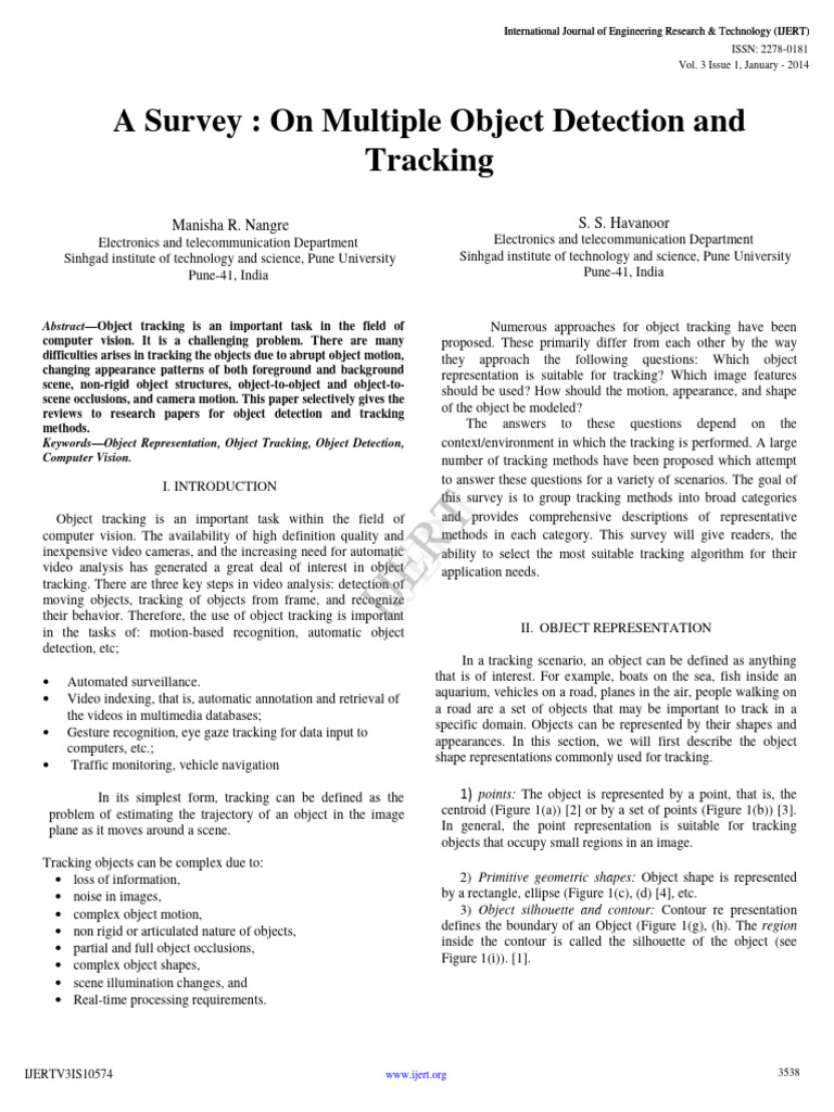A Survey on Multiple Object Detection and Tracking IJERTV3IS10574 Copy ... A Survey on Multiple Object Detection and Tracking IJERTV3IS10574 Copy ...