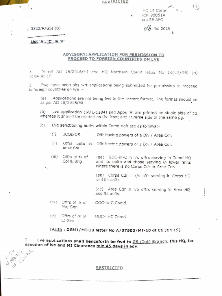 Ex India Leave Advisory | PDF