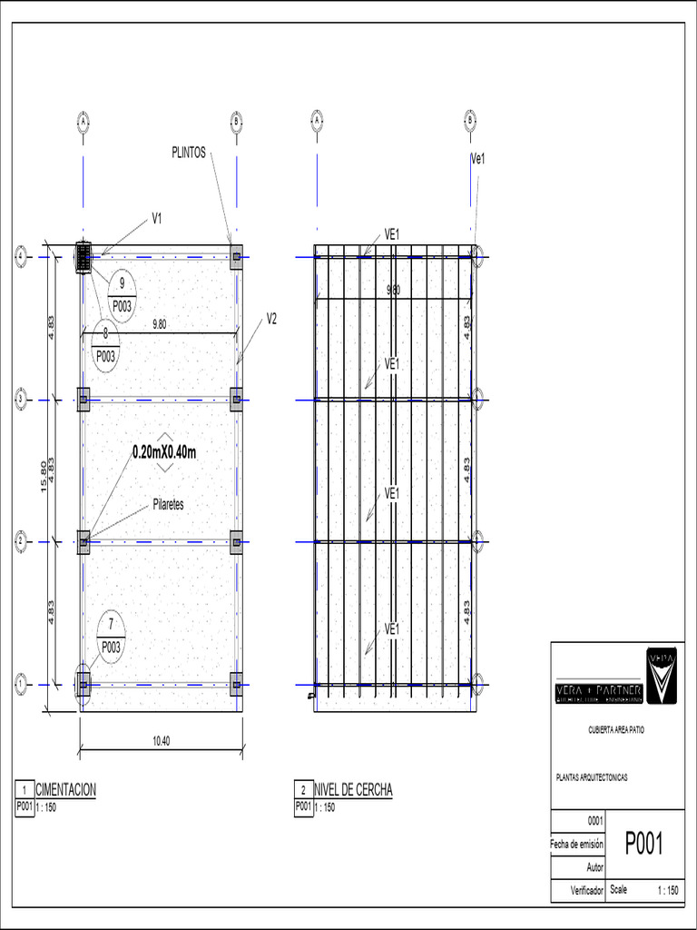 CUBIERTA PATIO - Plano - P001 - PLANTAS ARQUITECTONICAS | PDF