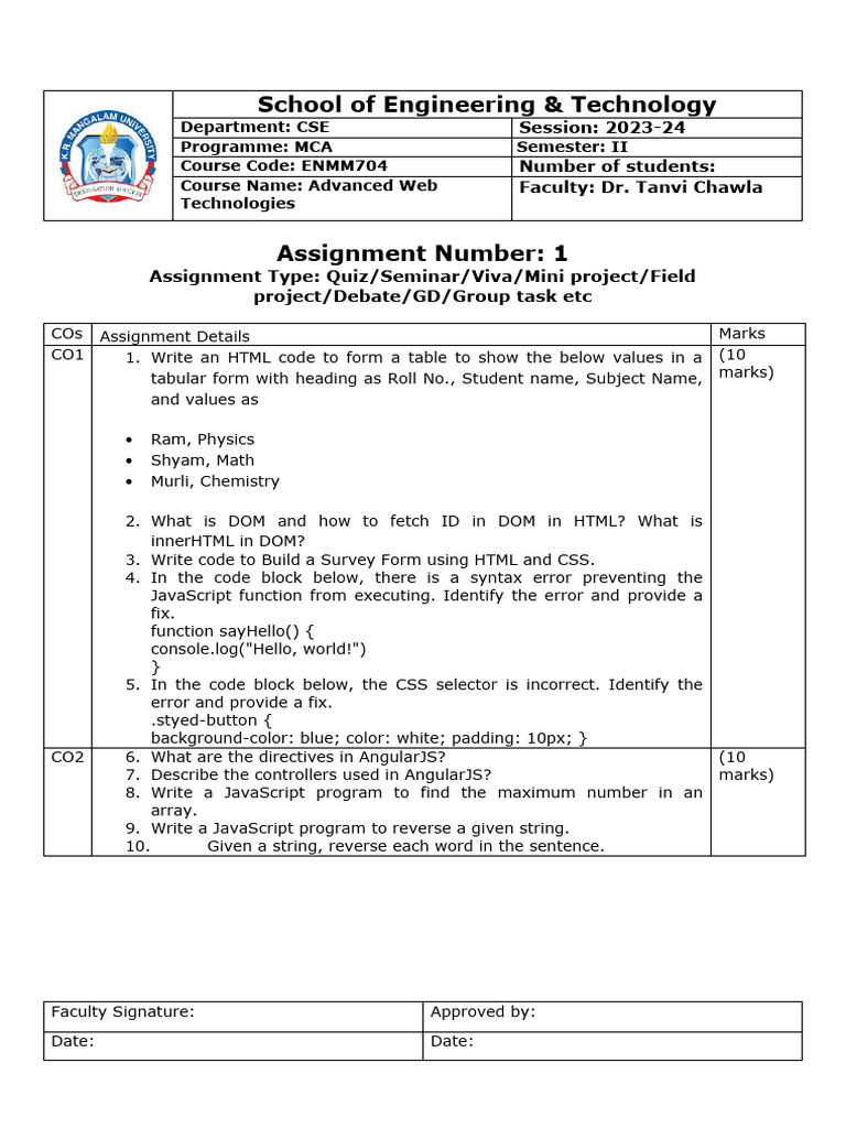 AWT - Assignment 1 | PDF