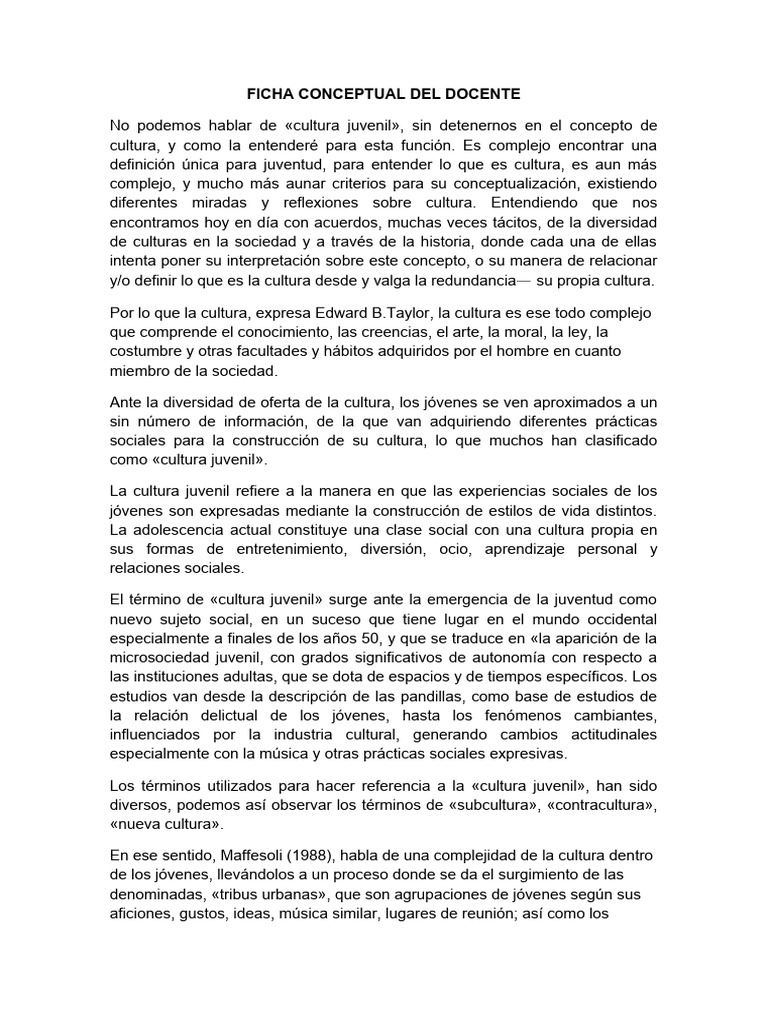 Ficha Conceptual | PDF | Juventud | Concepto