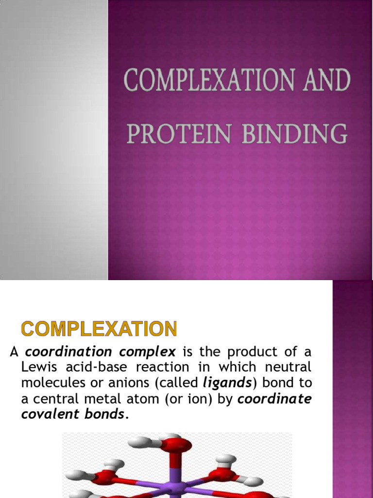 Complexation and Protein Binding - BP302TP | PDF | Coordination Complex | Ligand
