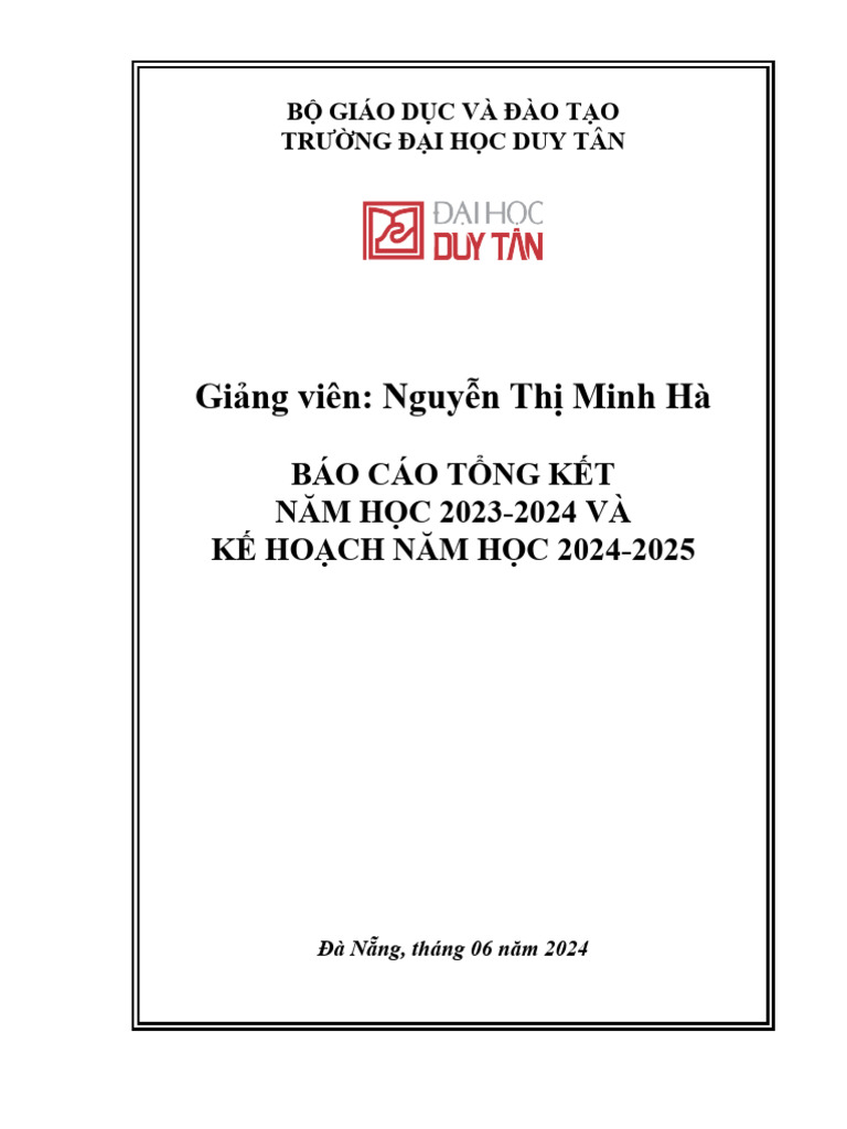 Mau-Báo Cáo Tổng Kết NH 23.24 Ca Nhan, BM | PDF