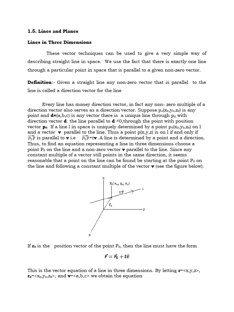 Plane and Line Lecture Note | PDF | Equations | Euclidean Vector