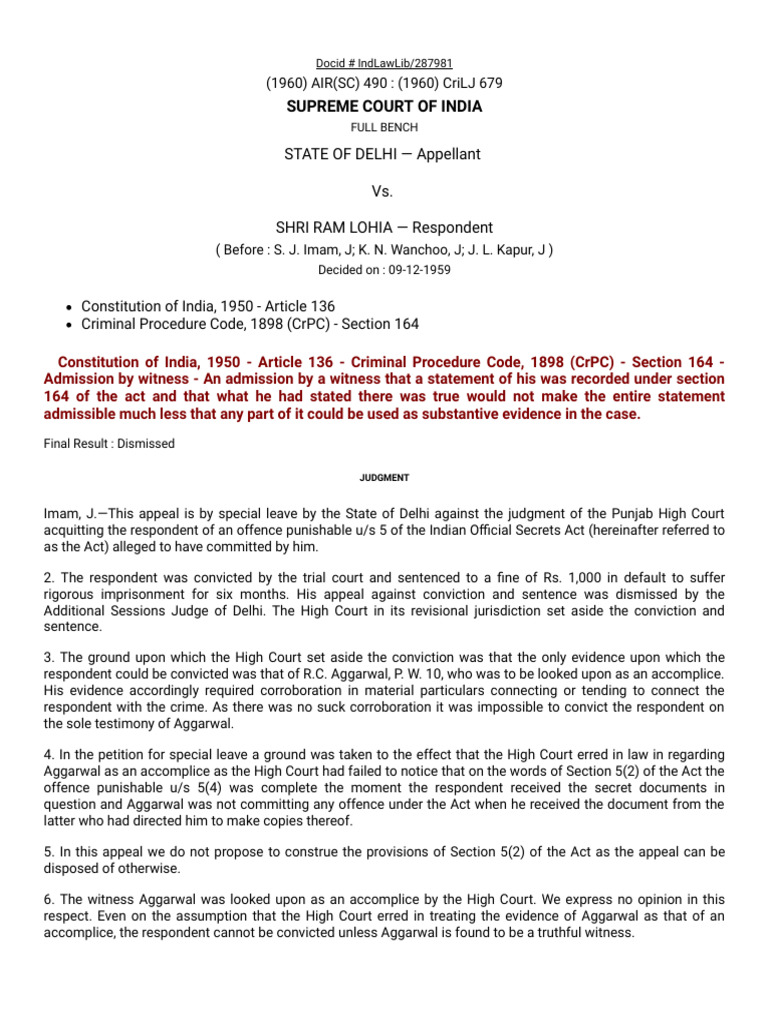 164 Statement Conviction | PDF | Witness | Public Law