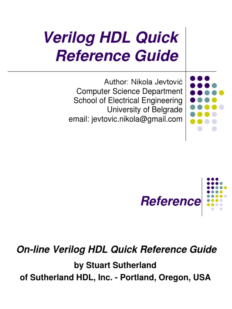 Verilog Hdl Quick Reference Guide New Pdf Parameter Computer Programming Hardware