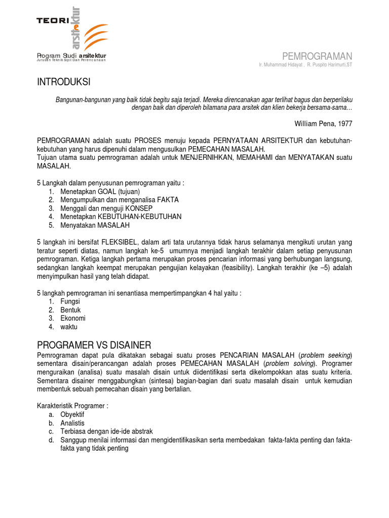 Materi 01 Pemrograman Arsitektur | PDF | Seni | Komputer