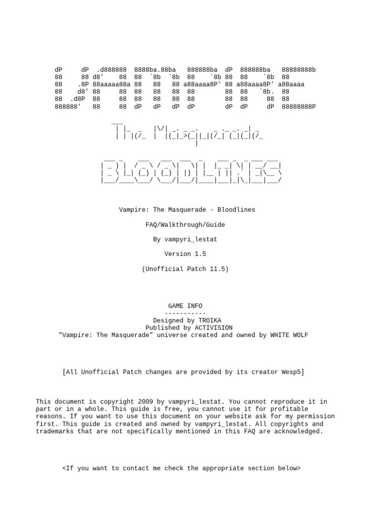 VTMB Walkthrough | PDF