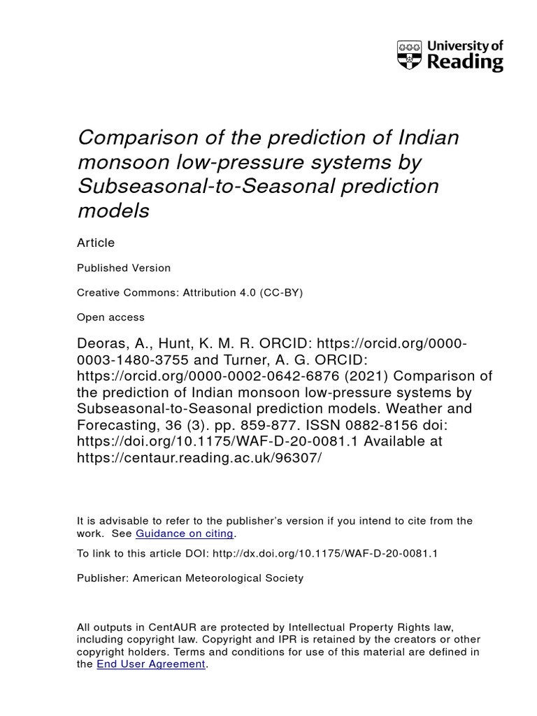 Comparison of The Prediction of Indian Monsoon Low Pressure Systems by ...