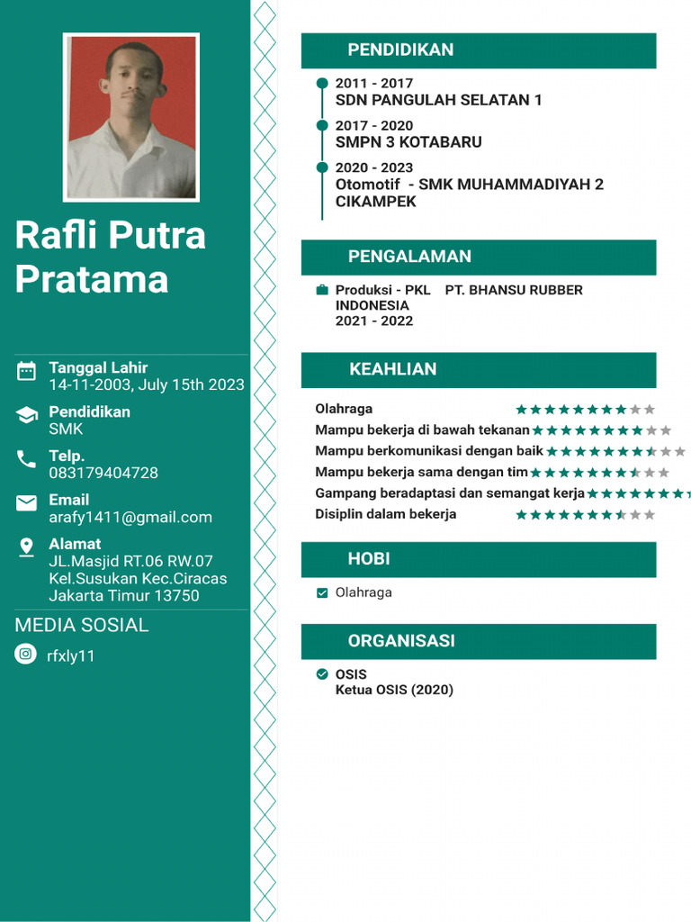 CV Rafli Putra | PDF