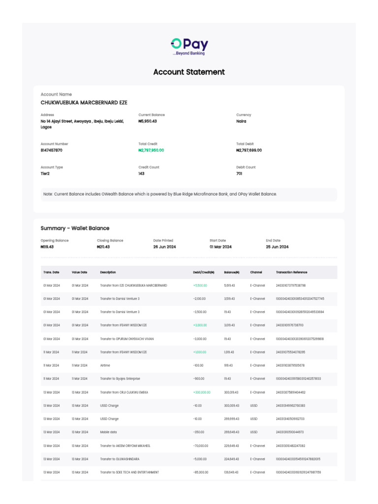 Bank Statement - 20240626201624 | PDF | Debits And Credits ...