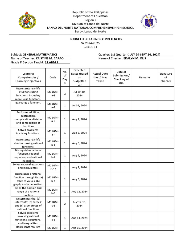 BLC-GEN-MATH-Q1-2024-2025 | PDF | Function (Mathematics) | Exponential ...