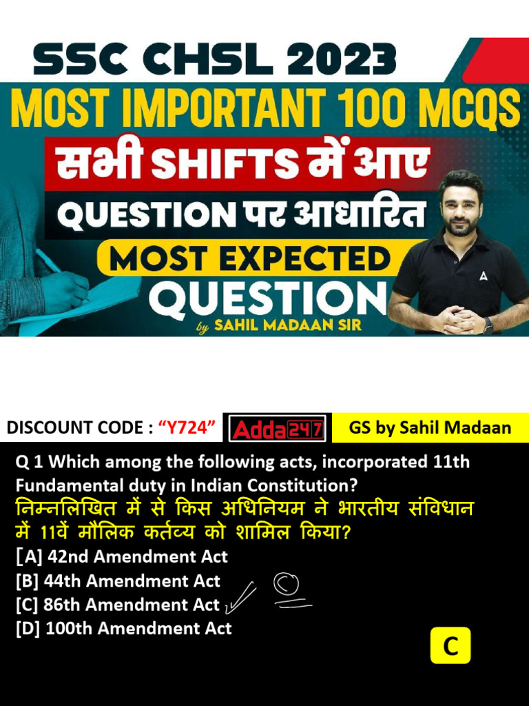 Important Questions For SSC | PDF