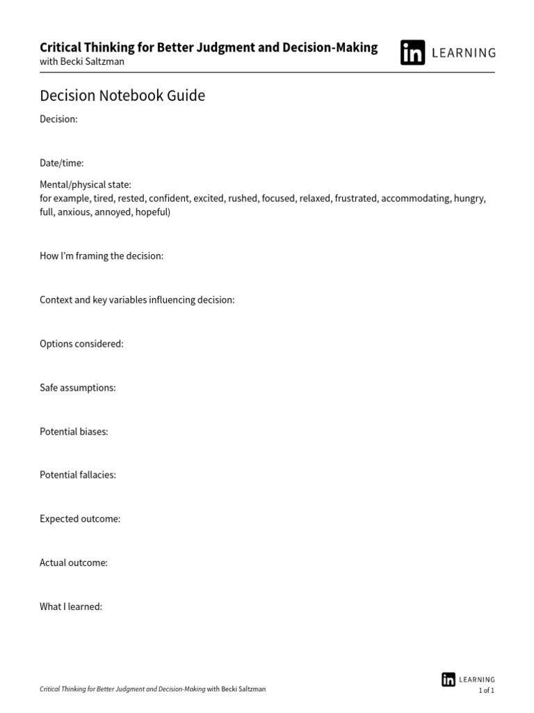 Decision-Making for Critical Thinkers | PDF | Career & Growth