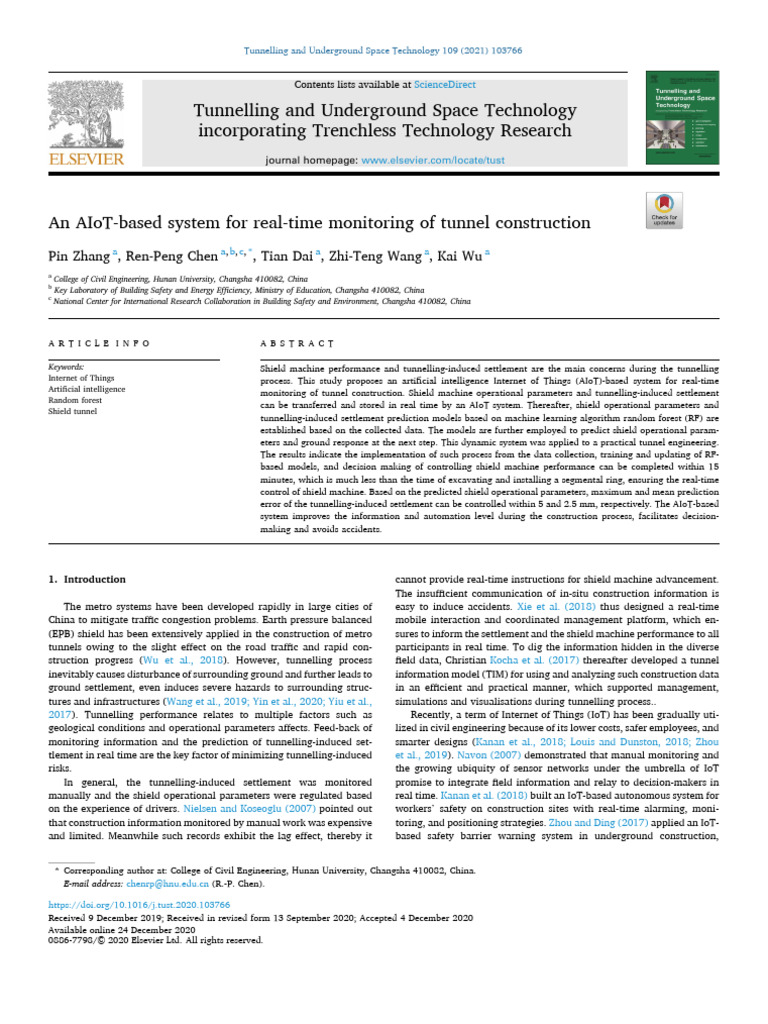 An AIoT-based System for Real-time Monitoring of Tunnel Construction | PDF | Machine Learning ...