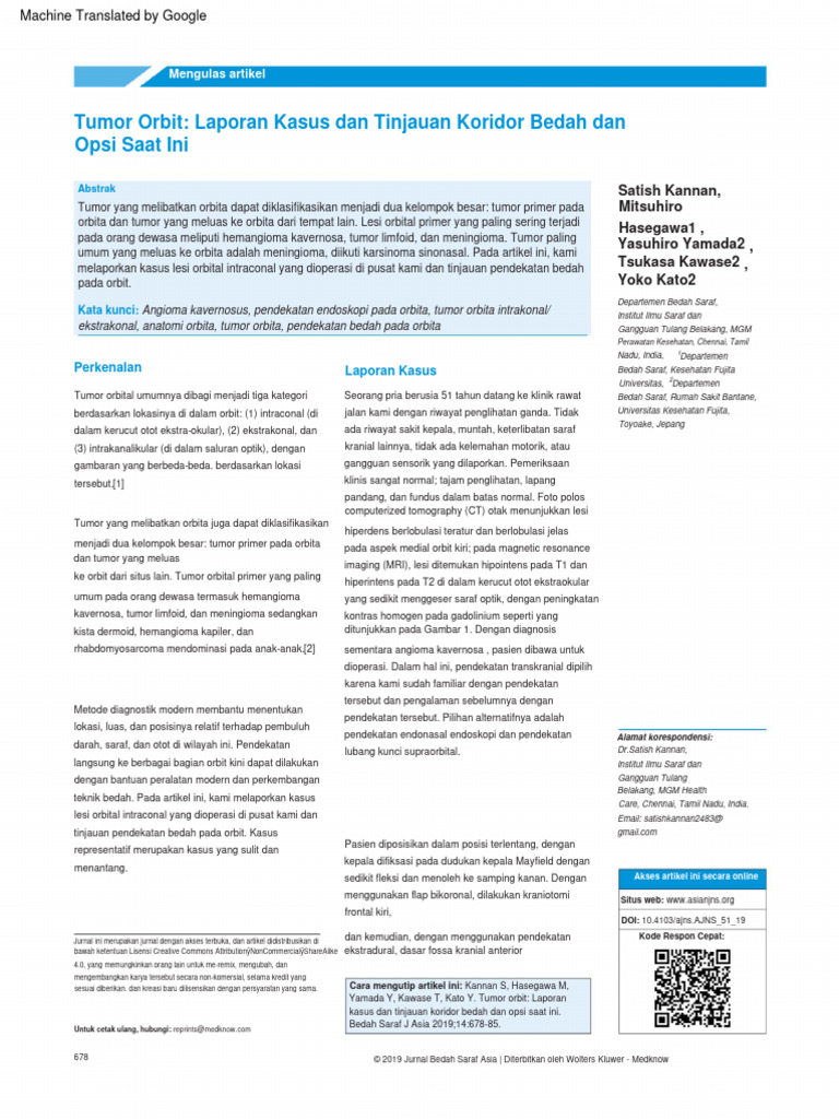Tumors of The Orbit Case Report and Review of Surgical Corridors and | PDF