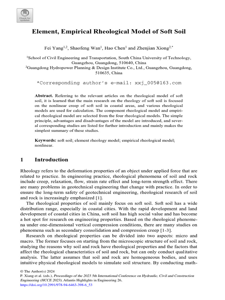Element, Empirical Rheological Model of Soft Soil | PDF | Deformation ...