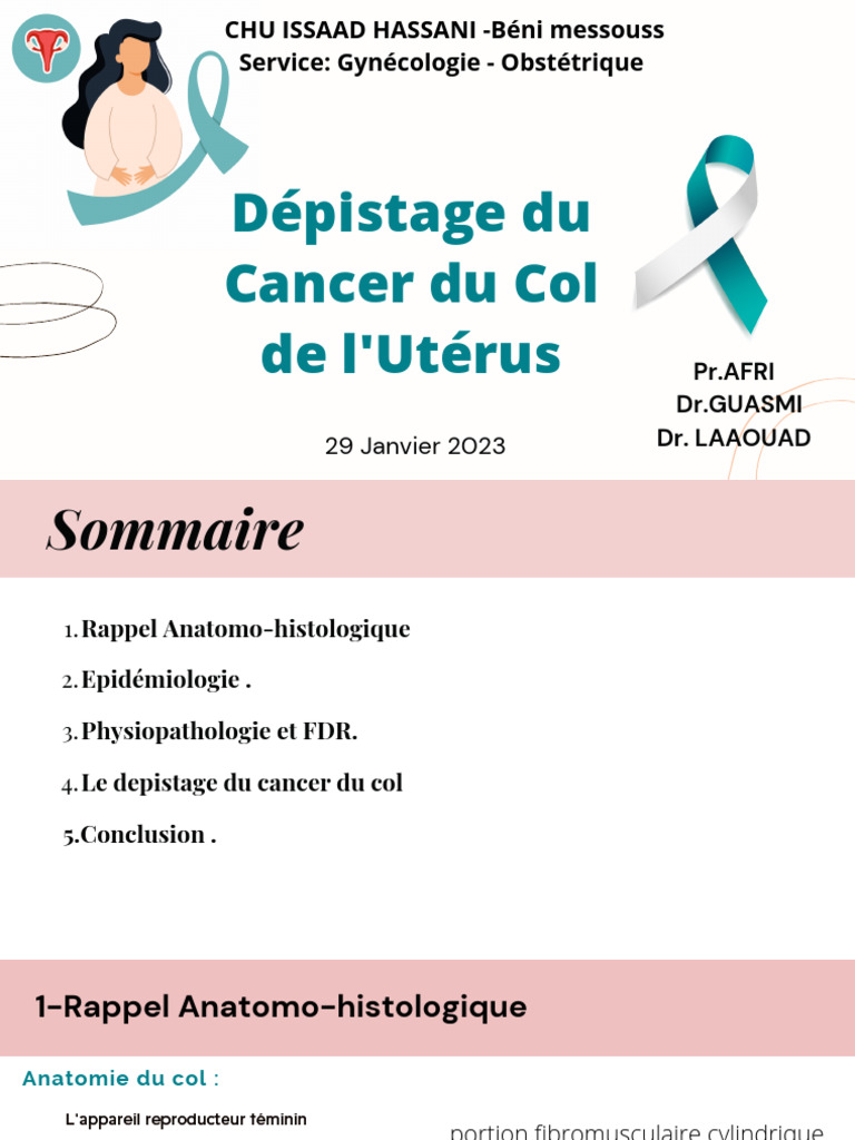 Dépistage du Cancer du Col de l'Utérus | PDF | Cancer du col utérin ...