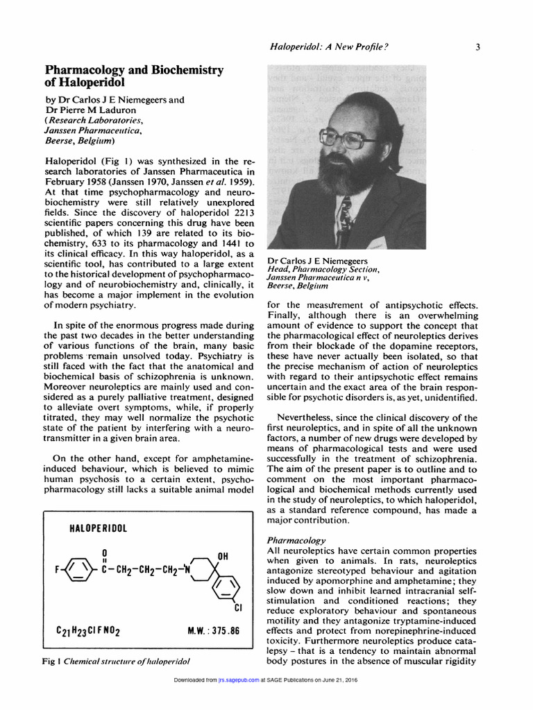 Niemegeers Laduron 1976 Pharmacology and Biochemistry of Haloperidol ...