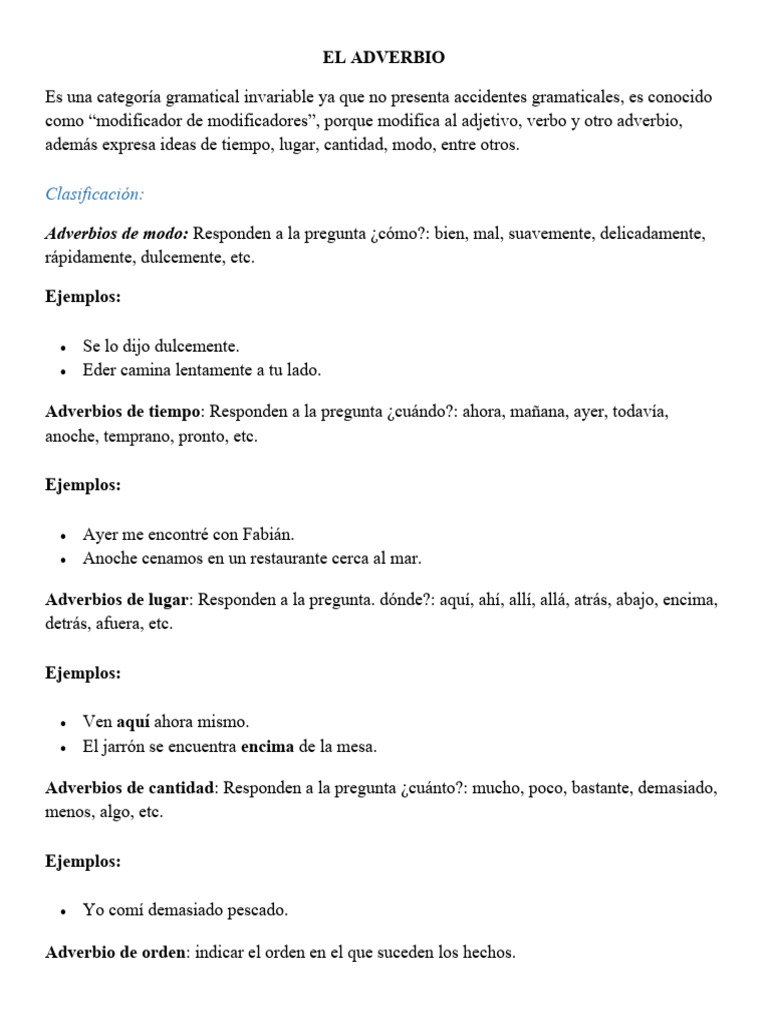 Adverbio 2 | PDF | Adverbio | Testimonio
