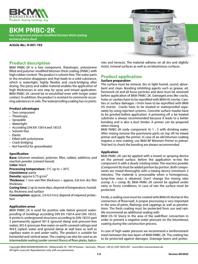 TDS - BKM PMBC-2K - en | PDF | Coating | Polystyrene