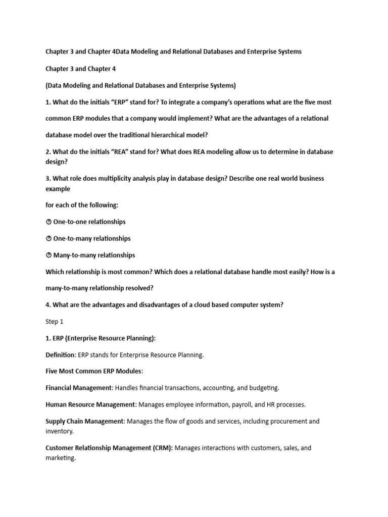 Chapter 4 And3 AIS Midterm Answers | PDF | Enterprise Resource Planning | Databases