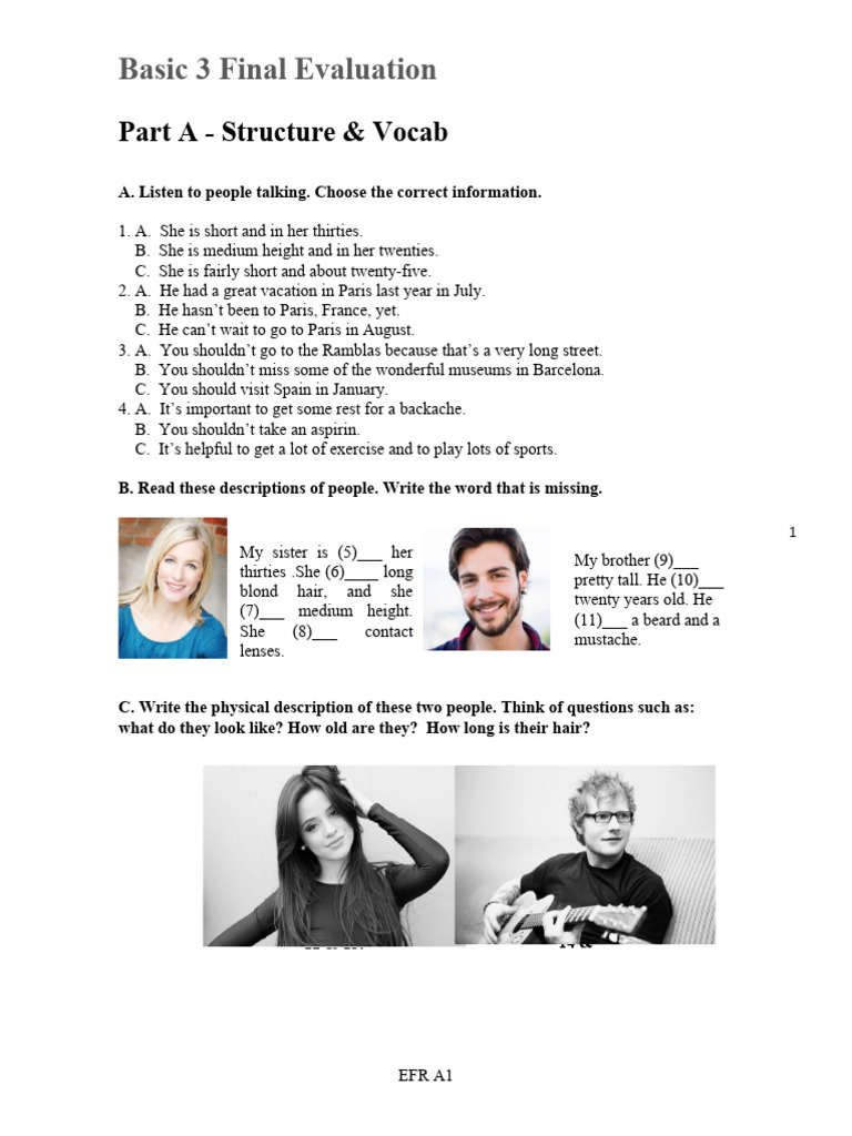 Basic 3 - Exam | PDF | Language Arts & Discipline | Foreign Language Studies