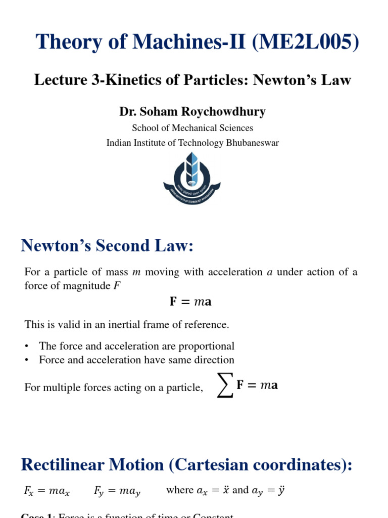 Lecture 3-Kinetics of Particles Newton’s Law | PDF | Momentum | Angular Momentum