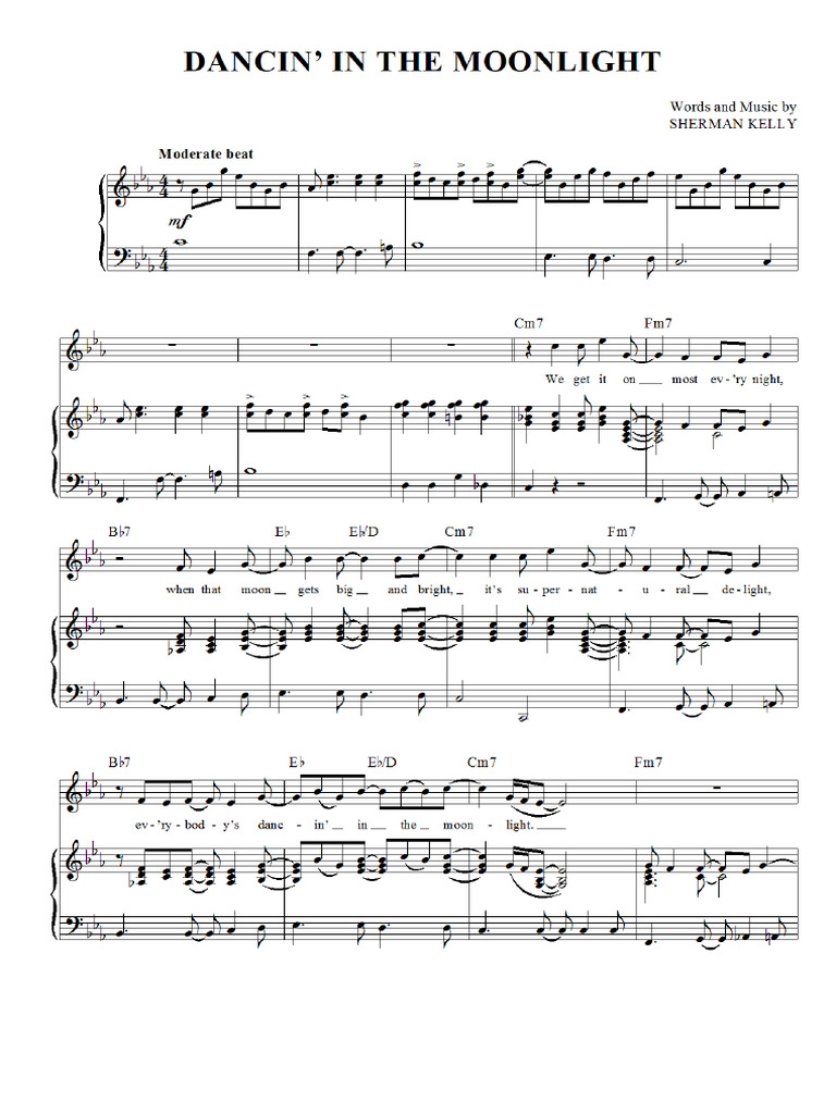 Dancing In The Moonlight Piano Sheet Music Pdf