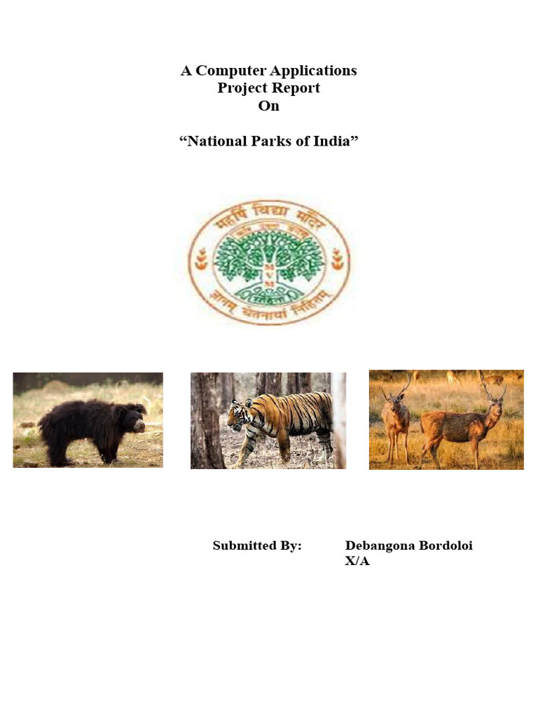 A Computer Applications Project Report On "National Parks of India ...