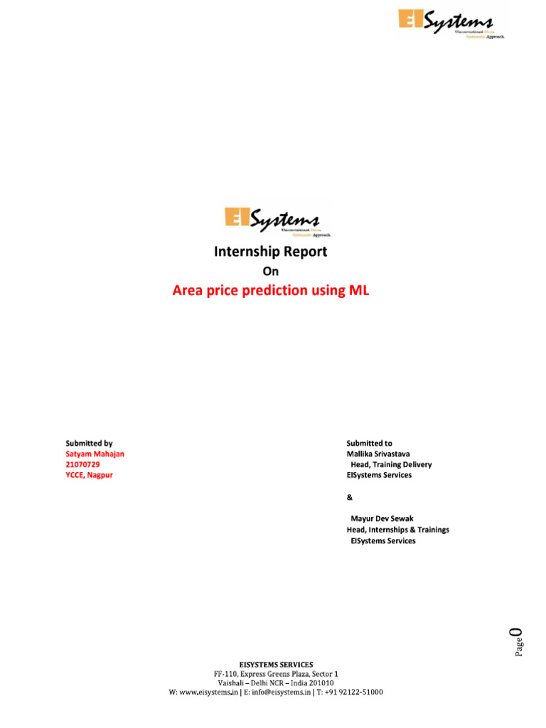 ML Area Price prediction proj report | PDF