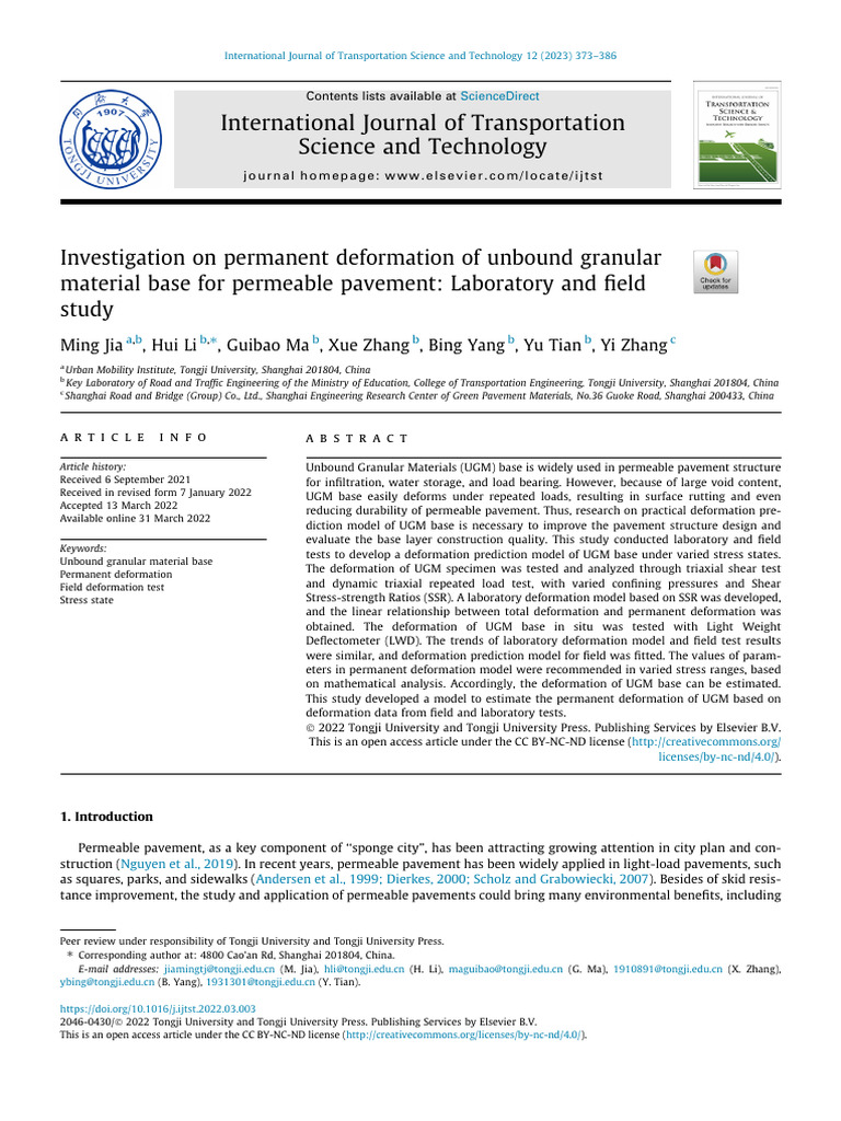 Investigation On Permanent Deformation of Unbound Granular Material ...