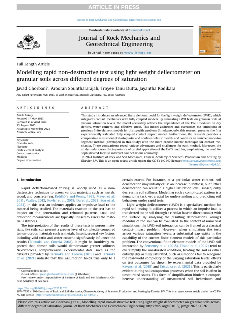 LWD Modelling for Granular Soils Testing | PDF | Elasticity (Physics ...