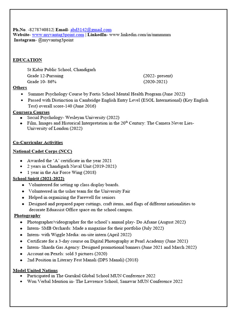 Sample CV | PDF