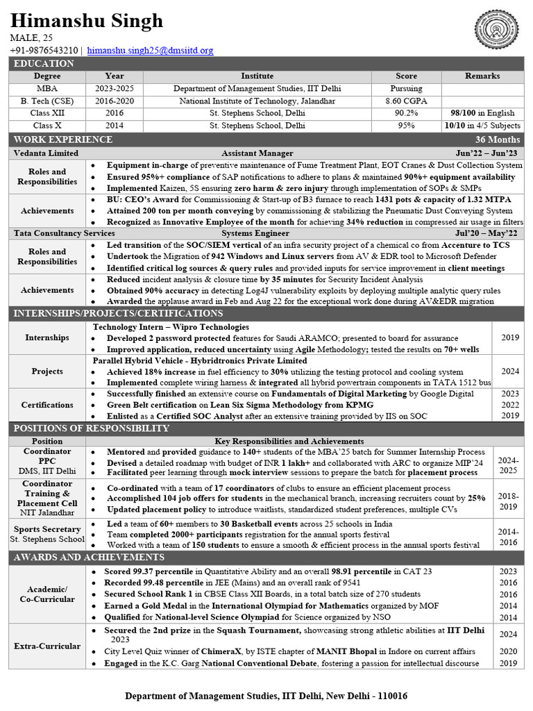 Work Ex CV Template | PDF