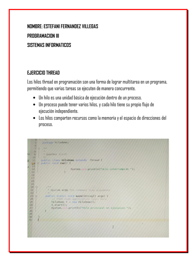 Hilos y Runnable en Java: Ejercicios | PDF