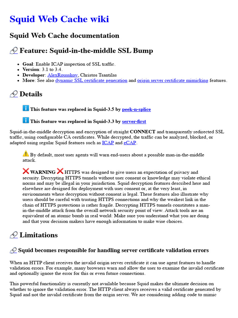 Feature: Squid-In-The-Middle SSL Bump - Squid Web Cache Wiki | PDF | Transport Layer Security ...