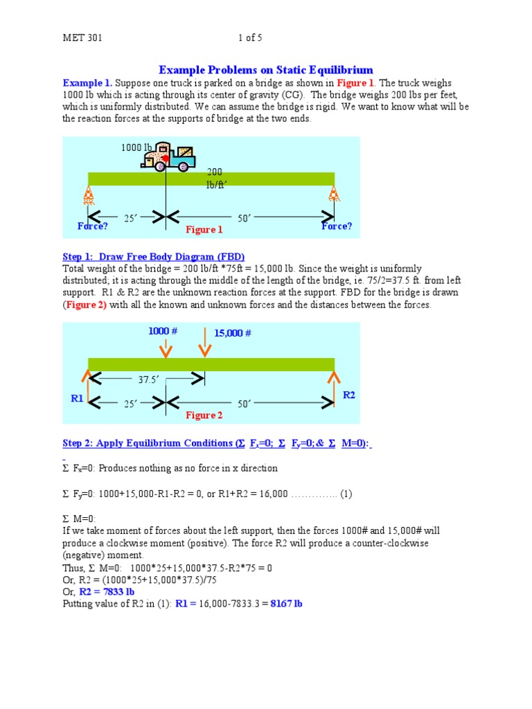 Static Equilibrium Example Problems | PDF | Force | Mechanics