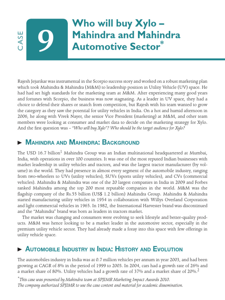 Marketing Management Indian Case XYLO | PDF | Brand | Car