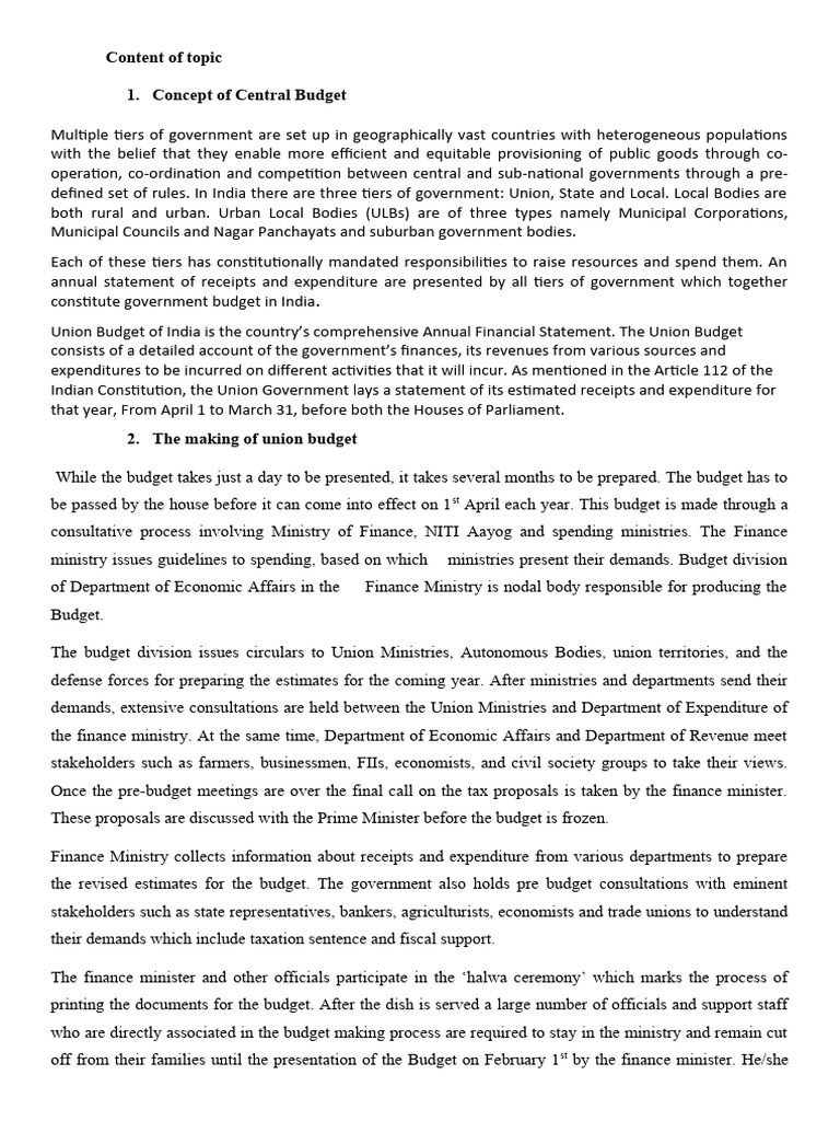 Central Budget | PDF | Government Budget Balance | Expense