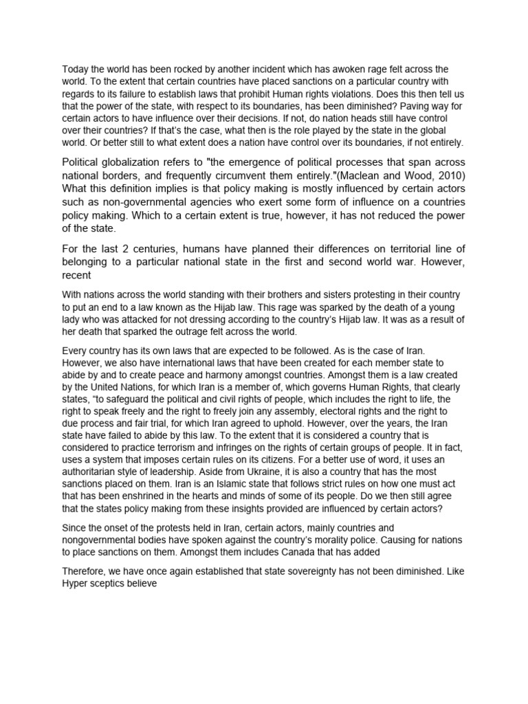 Globalization Assignment Original | PDF | Iran | Political Science