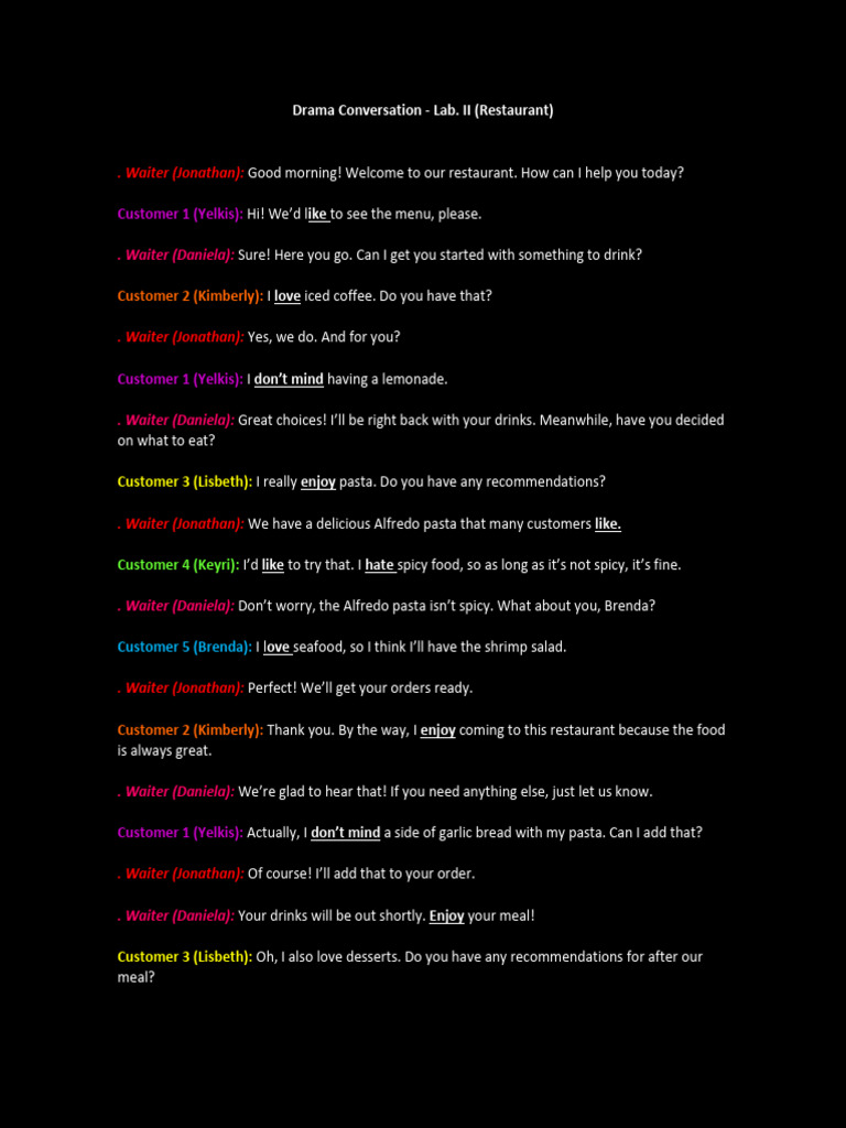 Drama Conversation LAB... | PDF